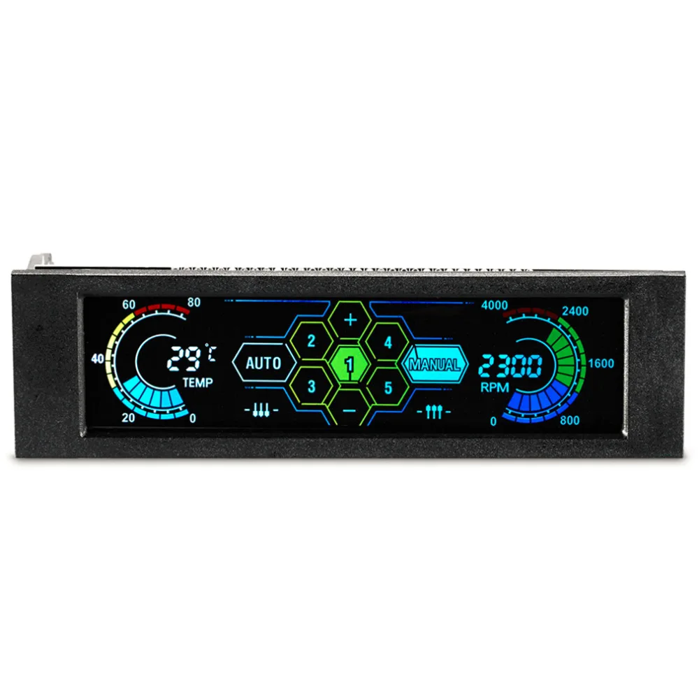 5.25 인치 드라이브 베이 PC 컴퓨터 CPU 냉각 LCD 전면 패널, 온도 컨트롤러 팬 속도 제어 데스크탑 컴퓨터용|팬 ...