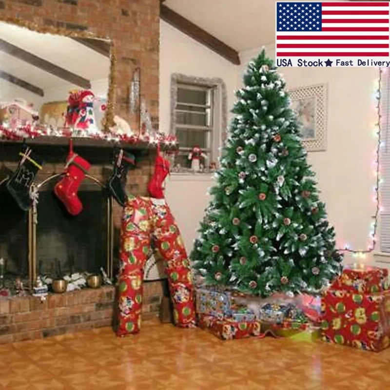 New Style 6/7 FT Artificial Christmas Flocking Spray White Tree Plus ...