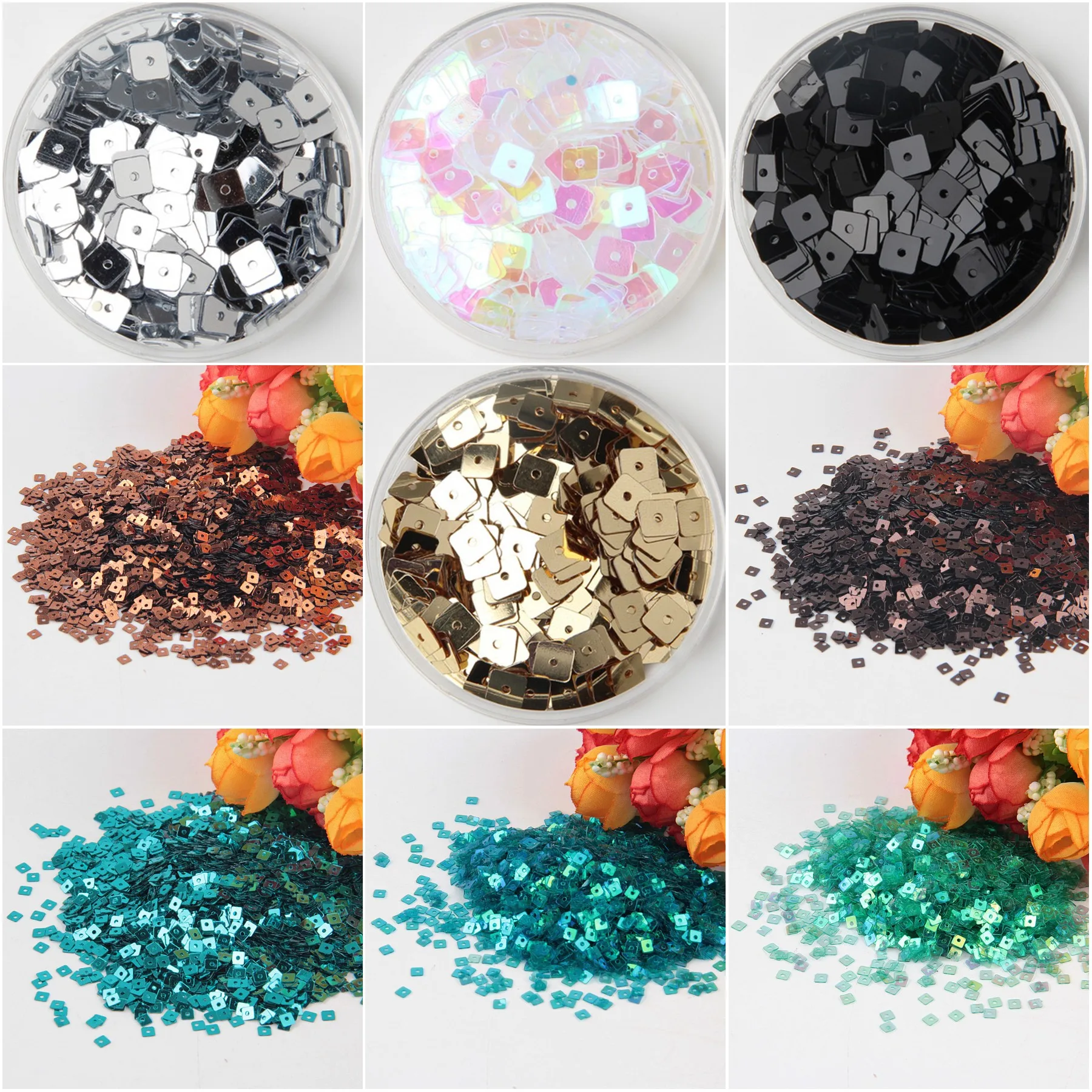 Paillette Square Sequins 3mm Pvc Flat Round Loose Sequin Paillettes ...