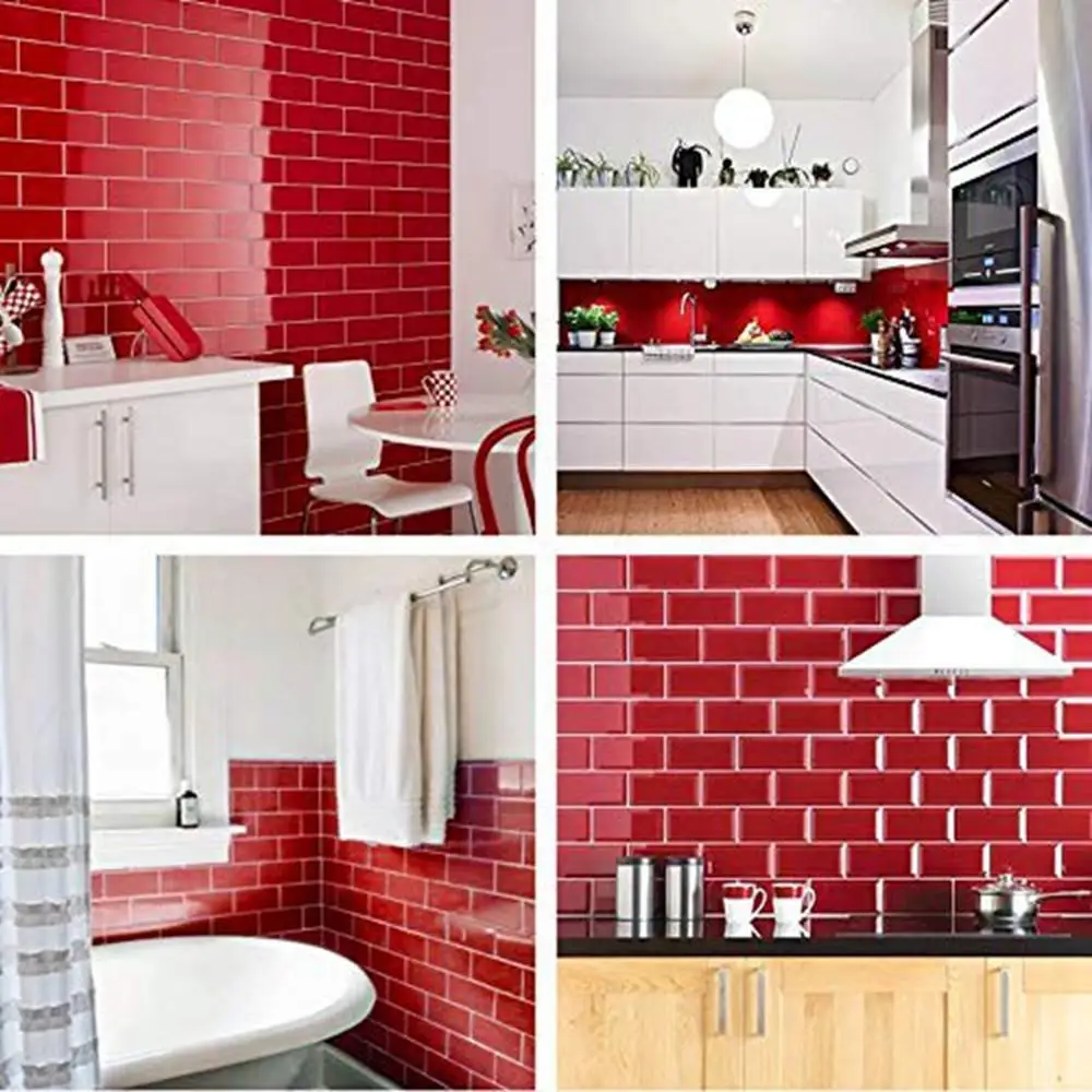 Red Subway Tile Backsplash - Modwalls Gallery Kitchen Backsplash Tile ...