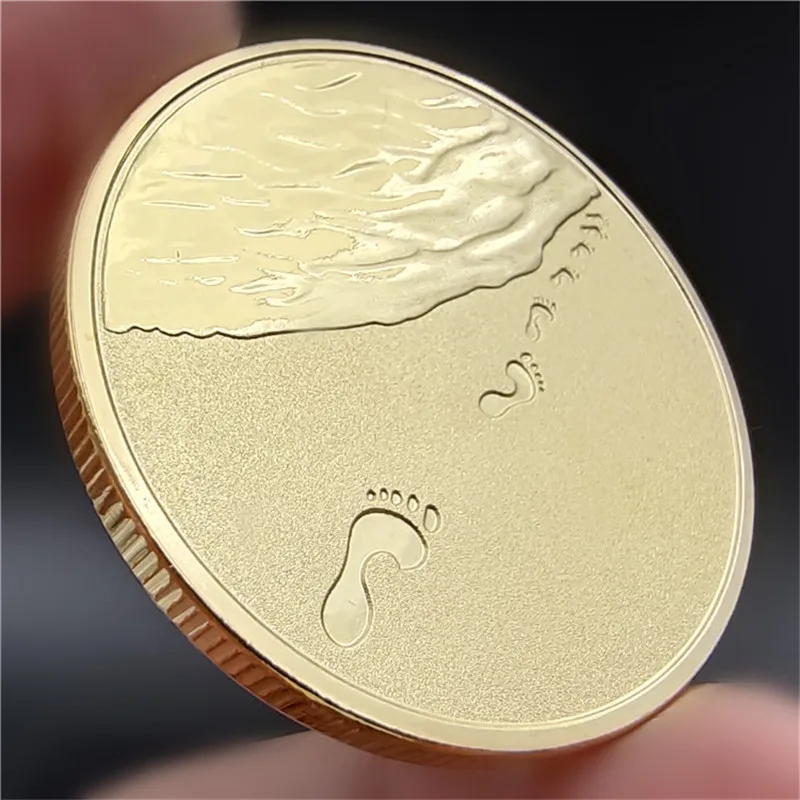 Golden Coin Beach Sand Footprints Romantic Coin - shop-syzo