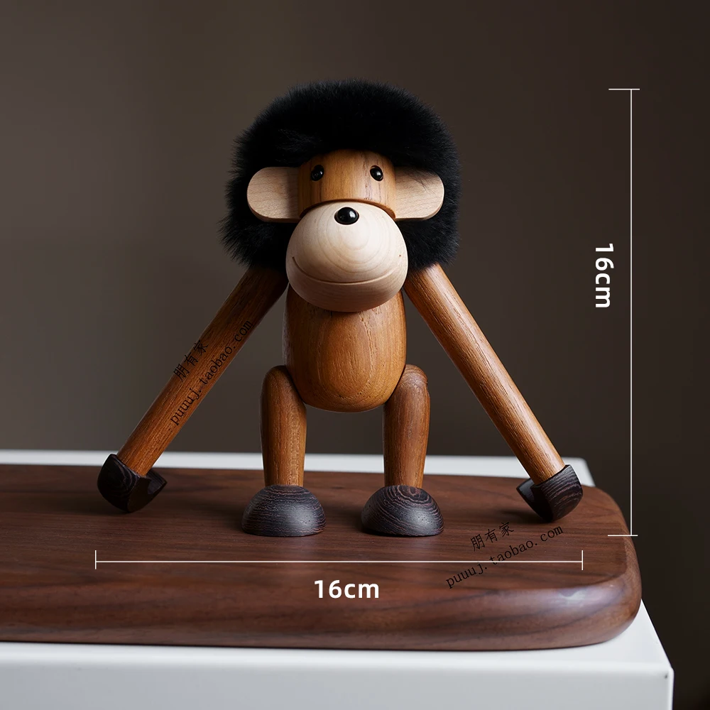 Nordic Creative Wood wall hanging shelf layout Monkey Doll Cute Home ...