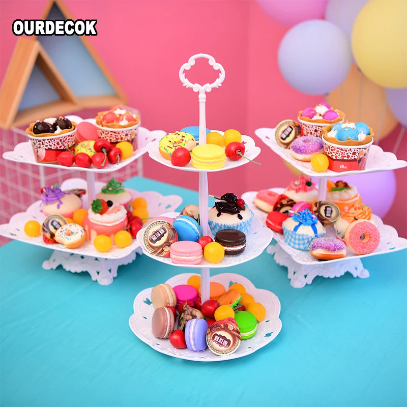 3 Tier Food Grade Plastic Fruit Dessert Plate Cake Stand Wedding ...