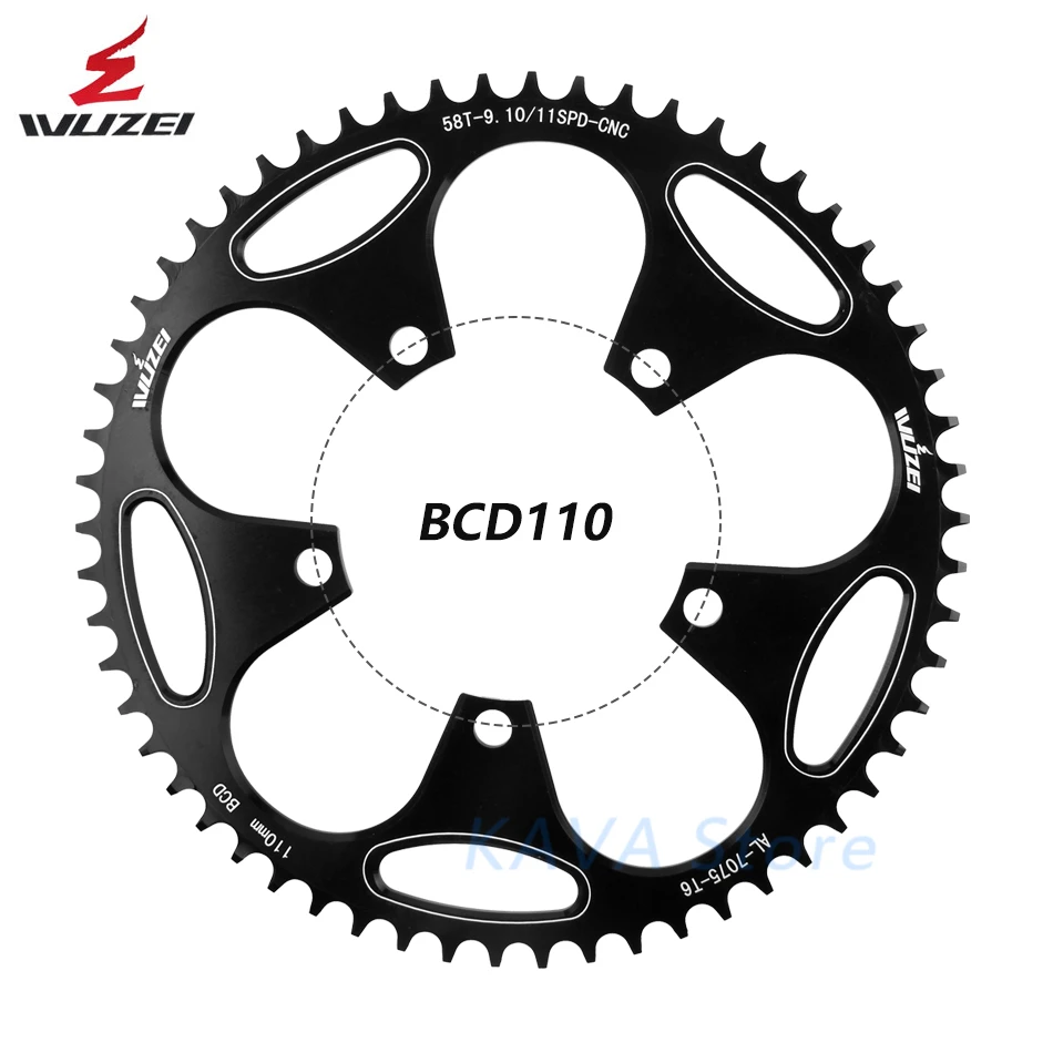 WUZEI Road Bike Round Narrow Wide Sprockets 110 BCD 50/52/54/56/58T Chainwheel Road Folding ...