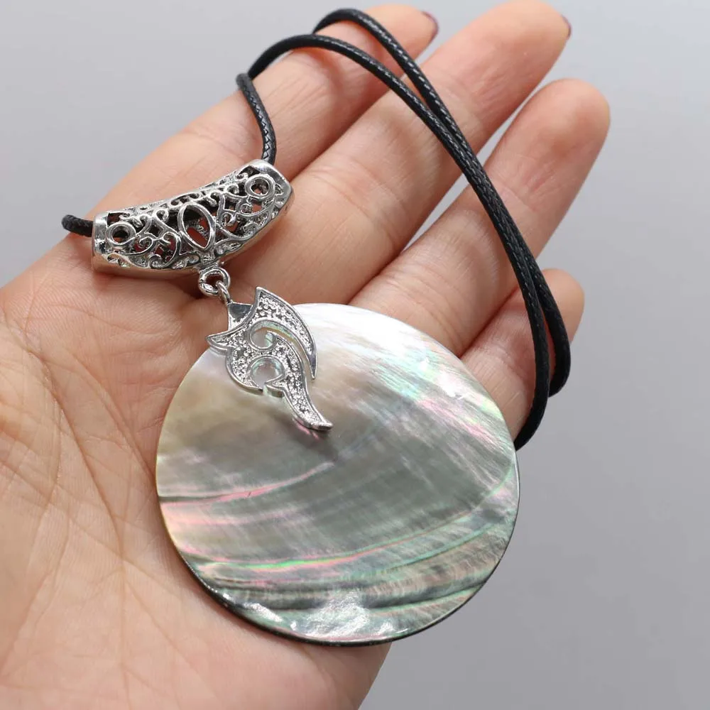 Hitam-Mother-Of-Mutiara-Shell-Liontin-Kalung-Bulat-Trendy-Kerang-Pesona ...