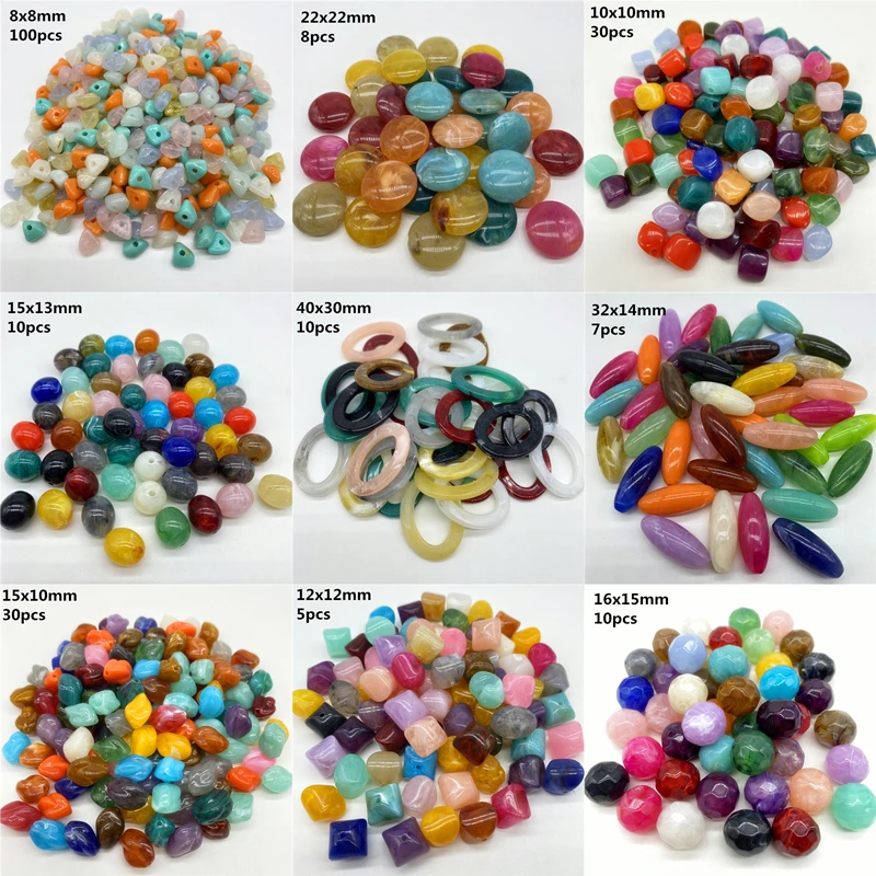 6mm-30mm-Imitation-Stone-Beads-Multiple-Shape-Acrylic-Spaced-Beads-For ...