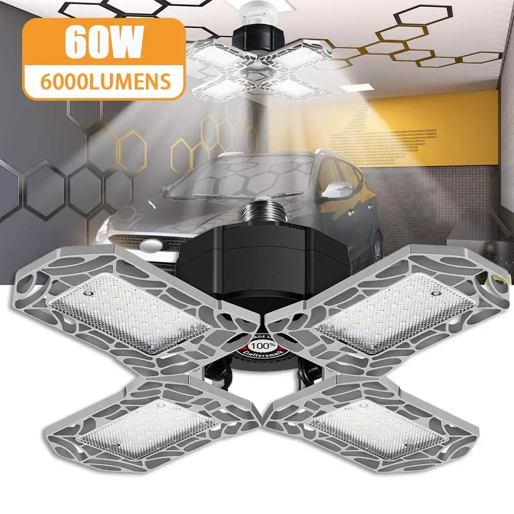 NICLUX Garage Lamp LED Garage Light 4 Leaf Workshop Lamp E27 Light Bulb ...