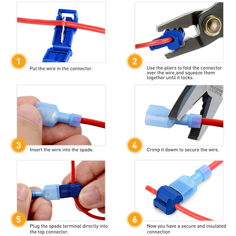 T-Tap Wire Connectors, Self-Stripping Quick Splice Electrical Wire ...