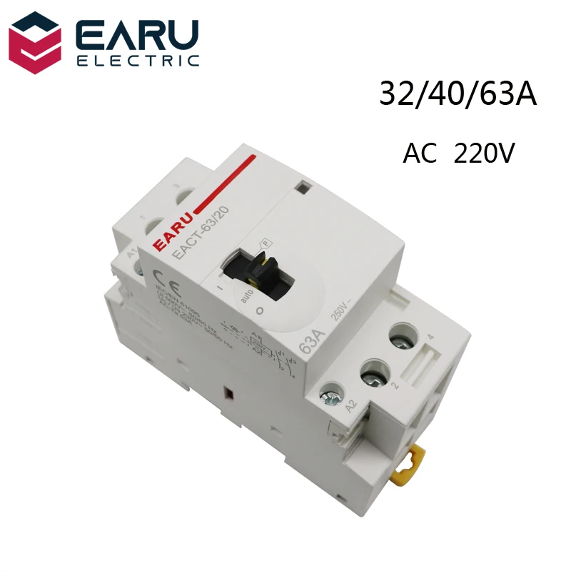 2P 32A 63A AC 220V 230V 50/60Hz Din Rail Household AC Modular Contactor ...
