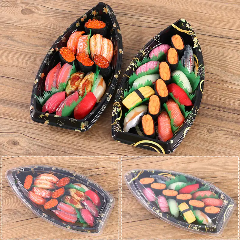 38CM large size platter sushi box salmon takeaway box round sashimi ...
