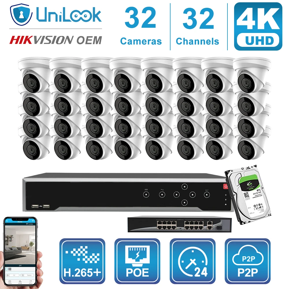 Hikvision-OEM-32CH-4K-Security-System-POE-NVR-with-8MP-IP-Dome-Camera ...