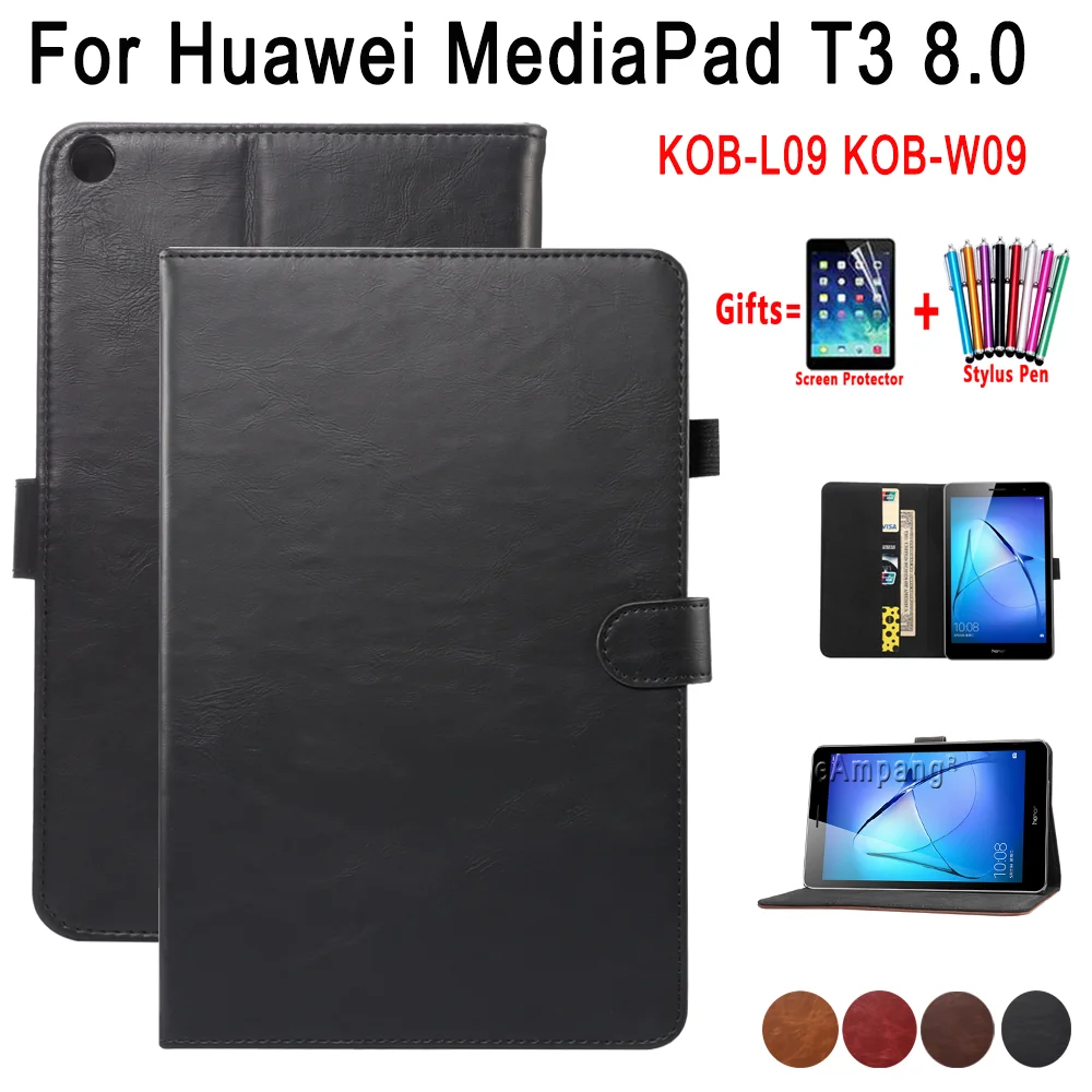 화웨이 MediaPad T3 8.0 KOB L09 KOB W09 프리미엄 가죽 커버 태블릿 Shockproof 플립 스탠드 쉘 ...