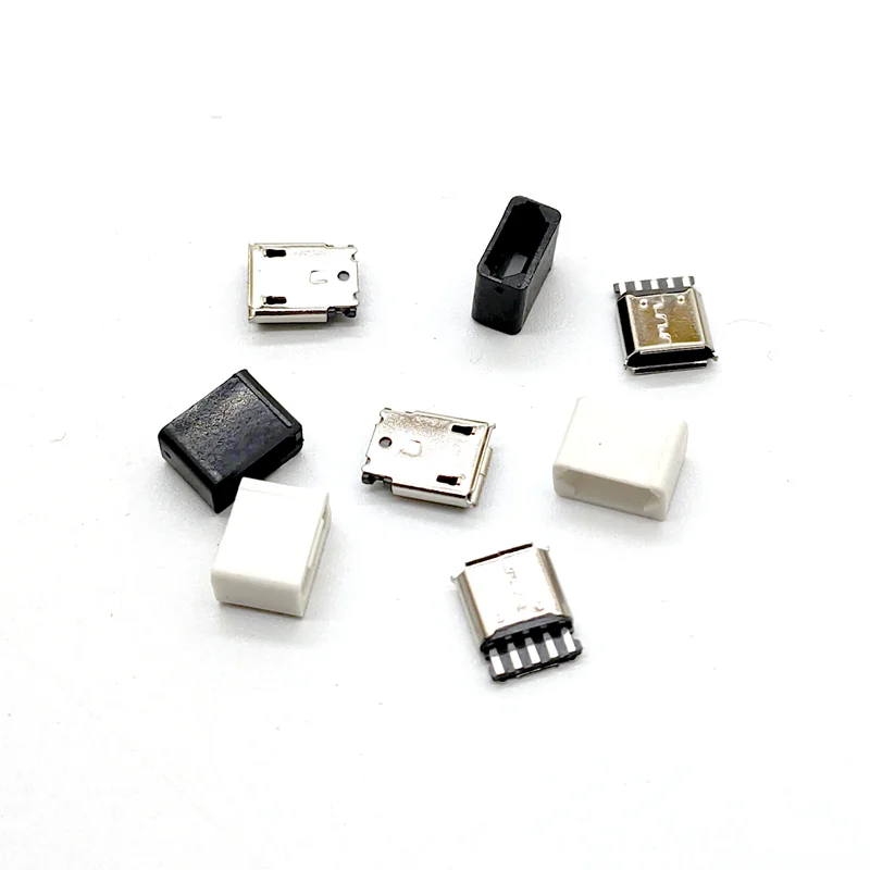 10Sets-DIY-Micro-USB-5P-5Pin-Female-Plug-Connectors-Kit-Black-and-White ...