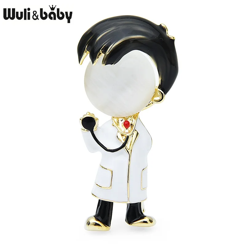 Wuli&baby Opal Enamel Doctor Brooches Women Men Hospital Doctor Figure ...
