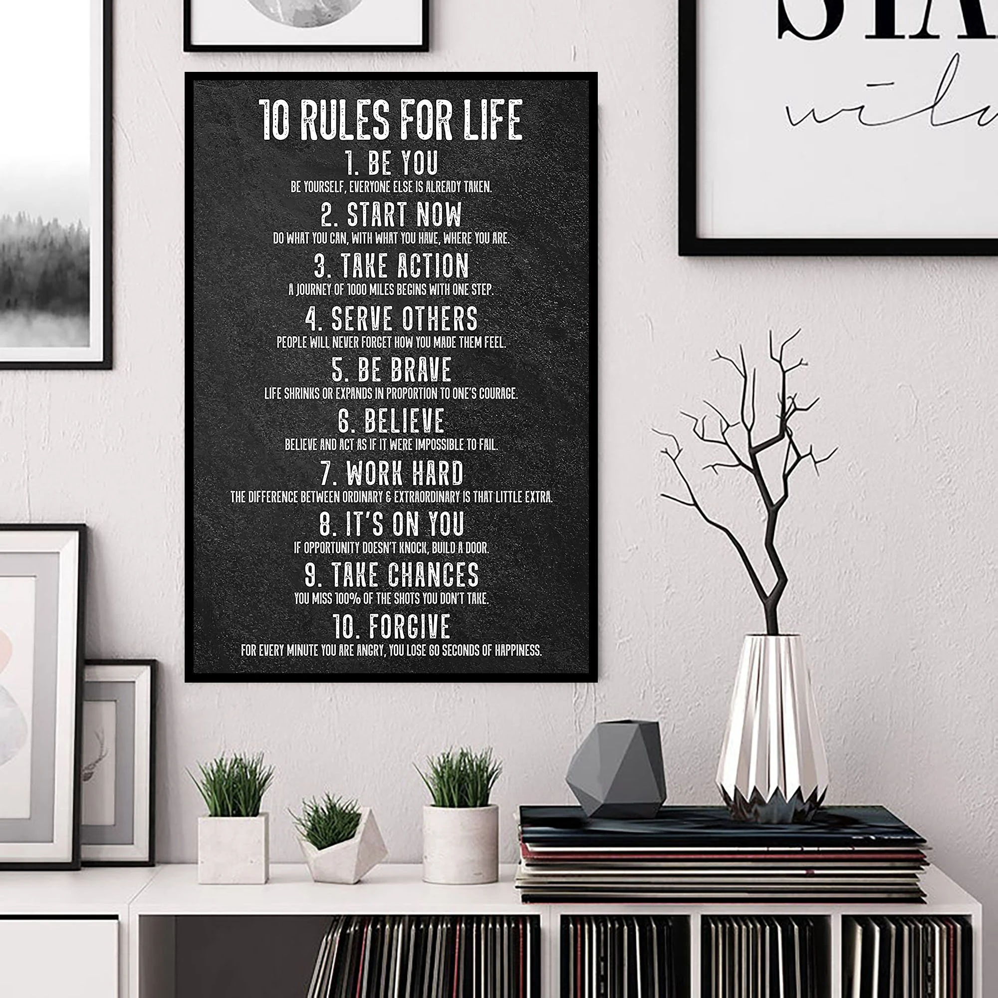 10 Rules of Life Motivational Poster Inspiration Canvas Print Wall Art ...