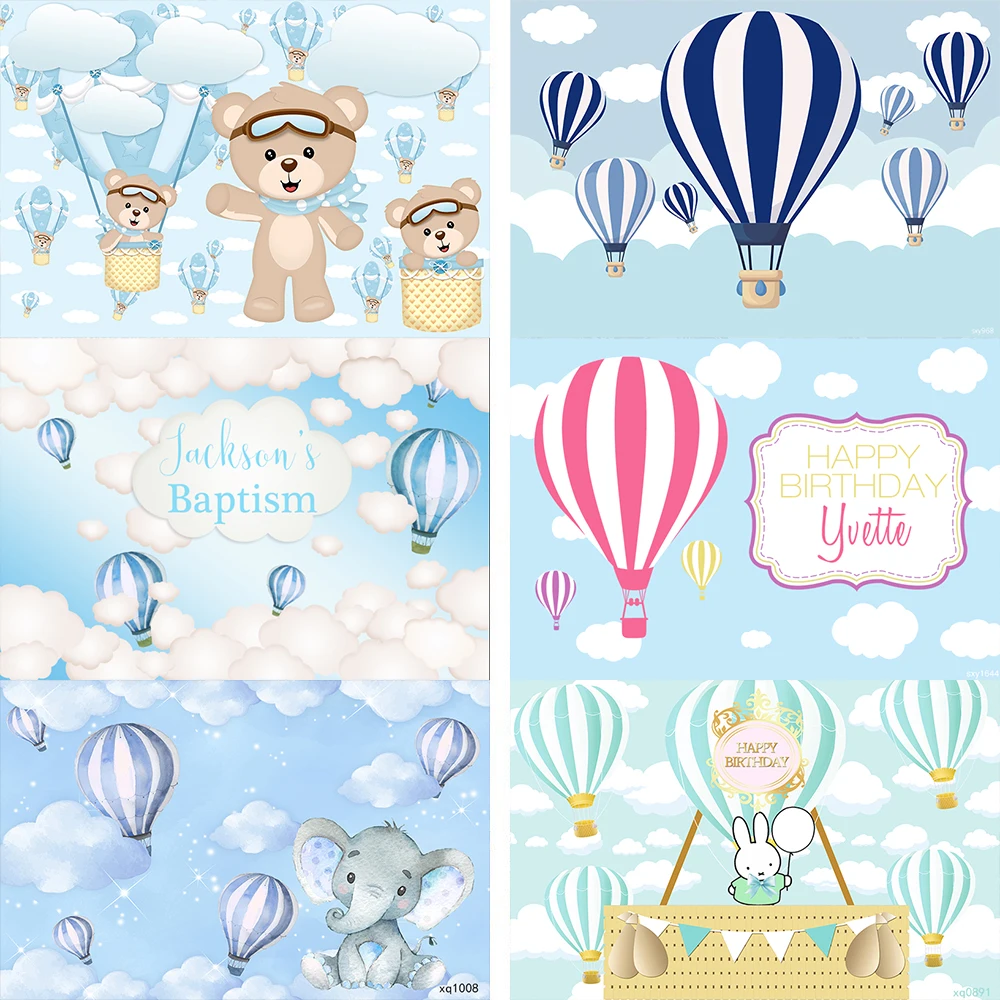 Party Décor Backdrops & Props Cartoon Backdrop,Blue Bear Hot Air ...
