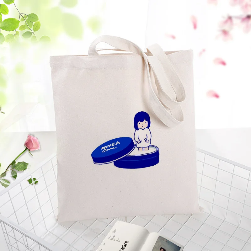 Tote Bag Shopping Bag illustration Text DIY Canvas Handbag Daily Use ...