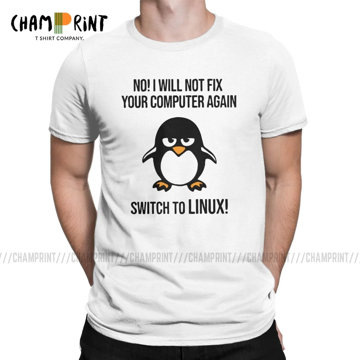 Cotton T-shirt Programmer | Tux Linux Penguin | Linux Penguin Shirt ...