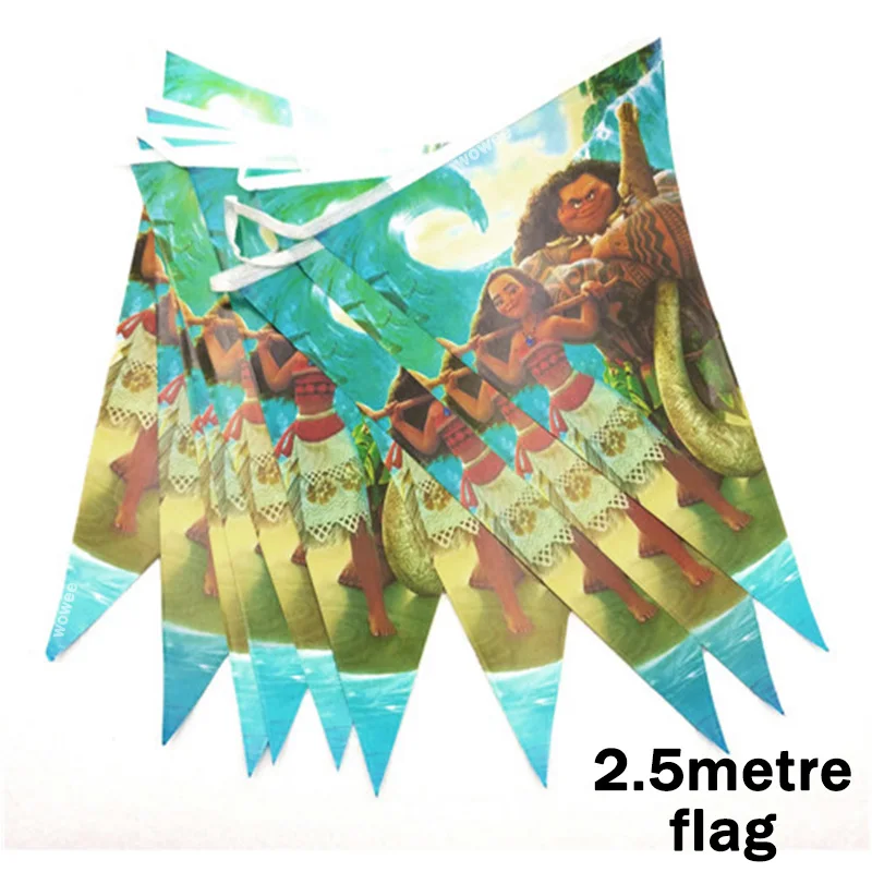 Happy Birthday Moana Party Decoration Paper Flags Baby Shower ...