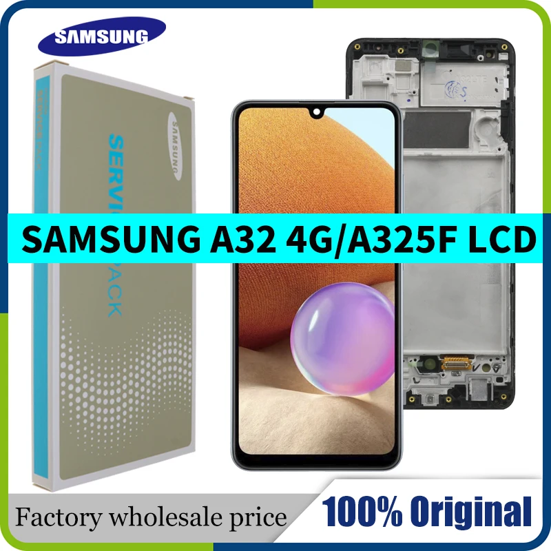 삼성 갤럭시 A32 4G A325 A325F SM A325M/DS LCD 터치 스크린 디지타이저 어셈블리 용 100% 오리지널 ...