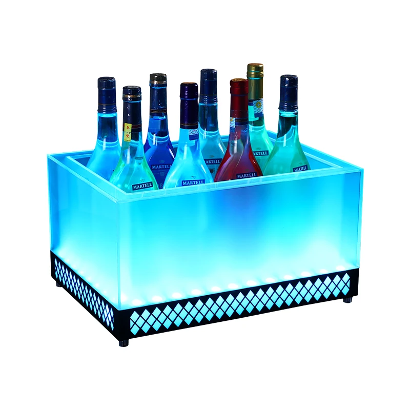 Double Layer Led Ice Square Bucket Champagne Whiskey Beer Bucket Bars ...