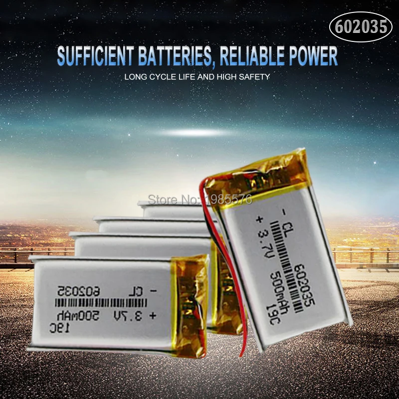 602035 3.7v 500mah Lithium Li Ion Polymer Rechargeable Battery 602035 ...