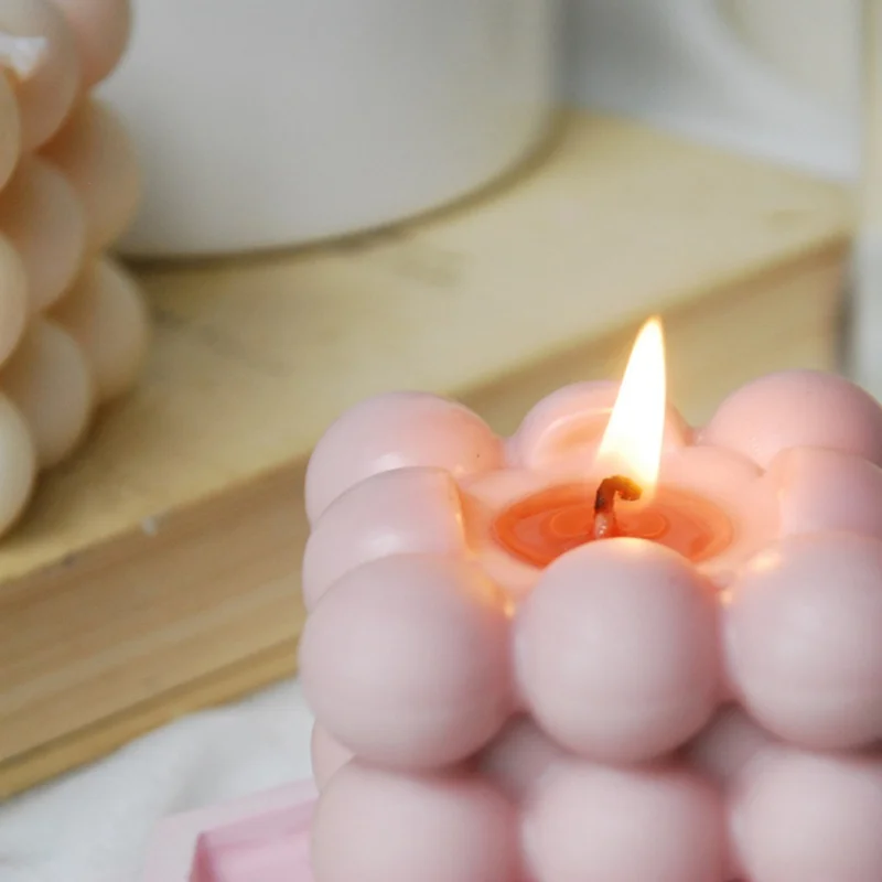 1pc 매직 큐브 캔들 몰드 간장 왁스 에센셜 오일 아로마 테라피 캔들 Diy 캔들 소재 왁스 몰드 핑크 화이트 양초
