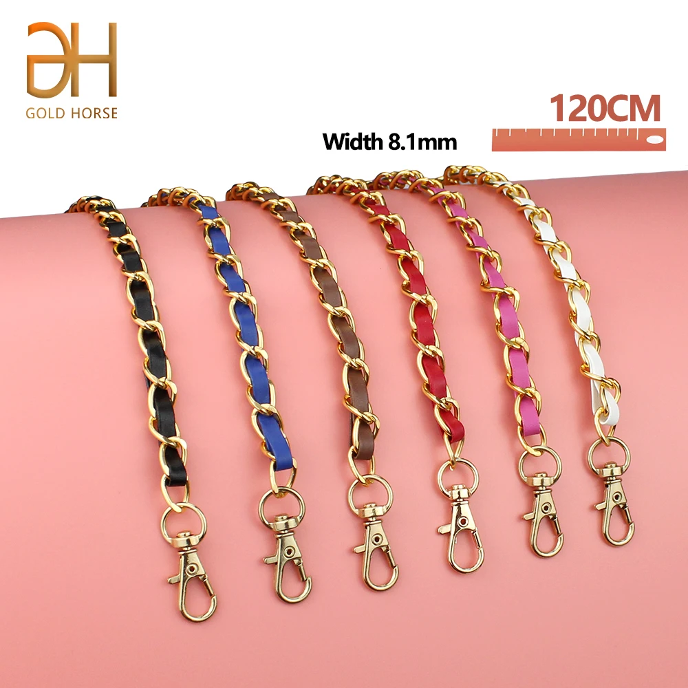 120CM-PU-Leather-Metal-Chain-Shoulder-Bag-Strap-For-Women-Fashion-Bag ...