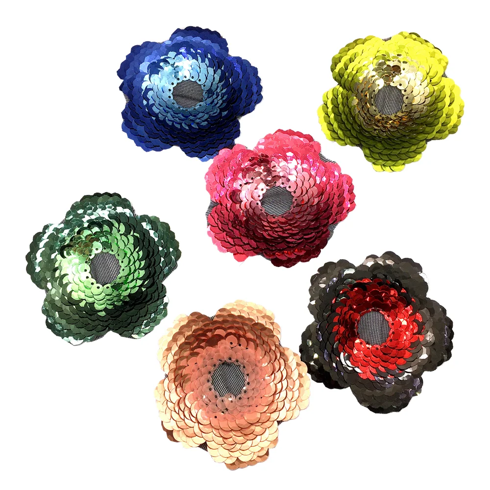 Red Sequin Flowers Patch 3d Flower Applique Sew On Patches For Clothing ...