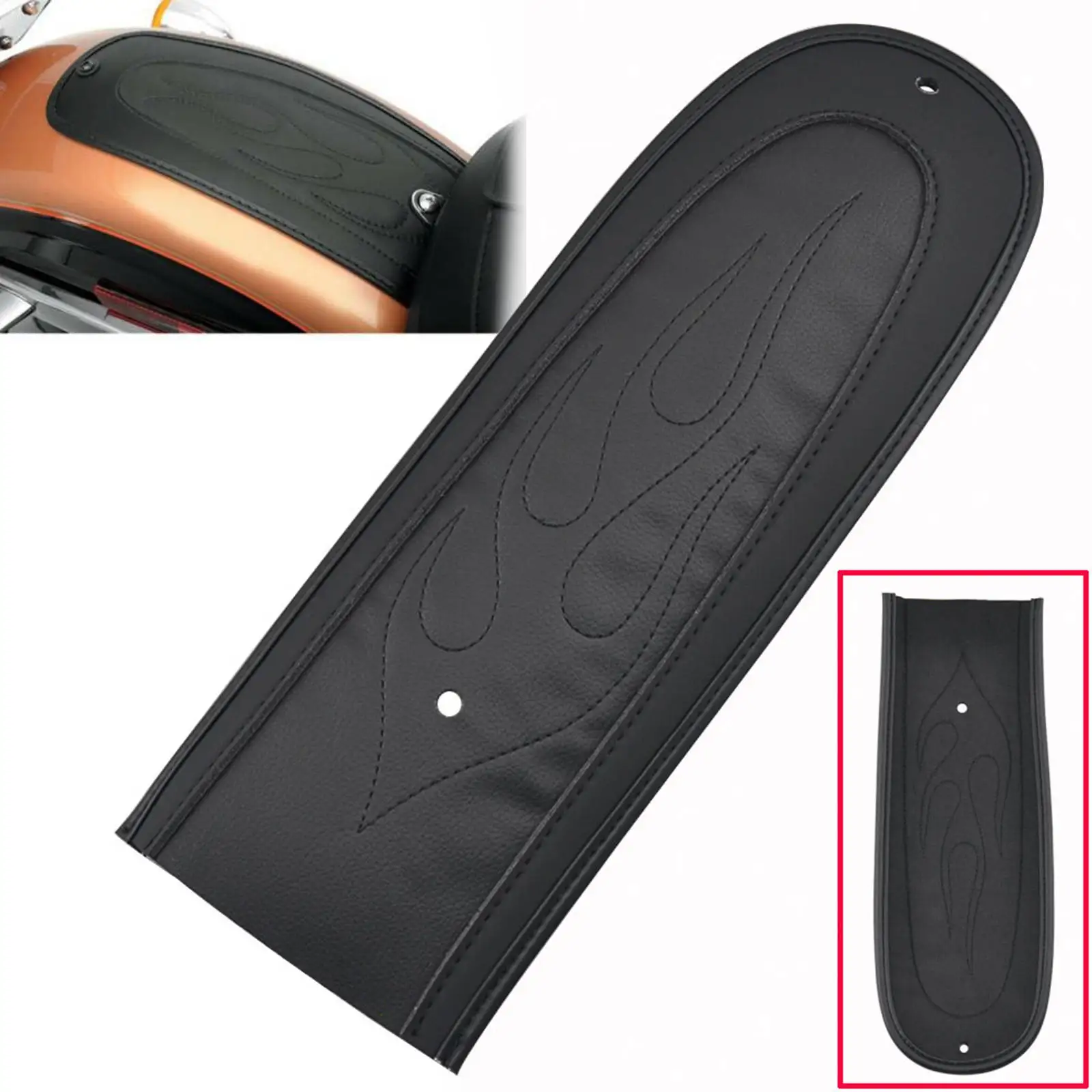 Black Motorcycle Rear Fender Bib Pad Flame Stitch for Harley Low Rider ...