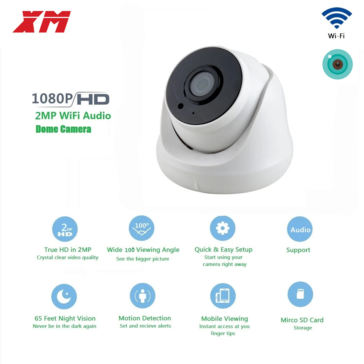 2MP Dome WiFi Camera 1080P HD Wireless Security Camera CCTV IP Camera ...