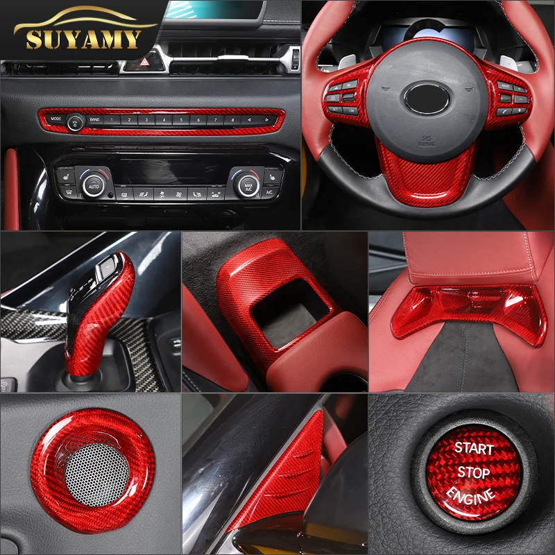 Red-Real-Carbon-Fiber-Car-Interior-For-Toyota-Supra-A90-19-2022 ...