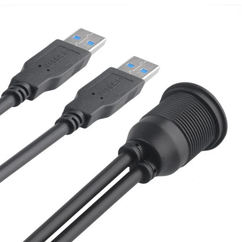 2 Ports Dual USB 3.0 Extension AUX Flush Mount Car Mount Extension ...