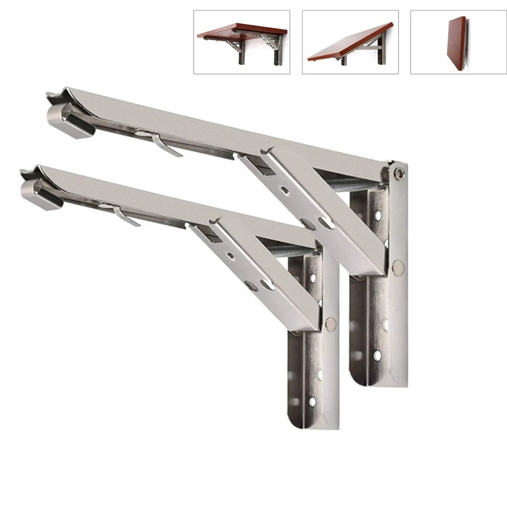 2pcs 8-14inch Stainless Steel Folding Bracket Support Heavy Duty Wall ...