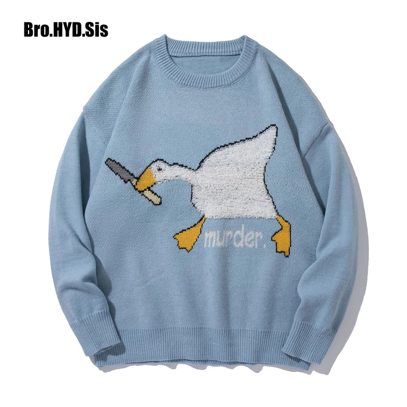 Winter-New-Goose-Duck-Cartoon-Printed-Harajuku-Korean-Style-Men-Knitted ...