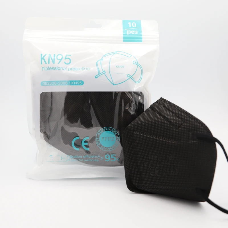 Black FFP2 Mask 5 Layers CE FPP2 Mask Dust Mask FPP2 KN95 Protective 10 ...