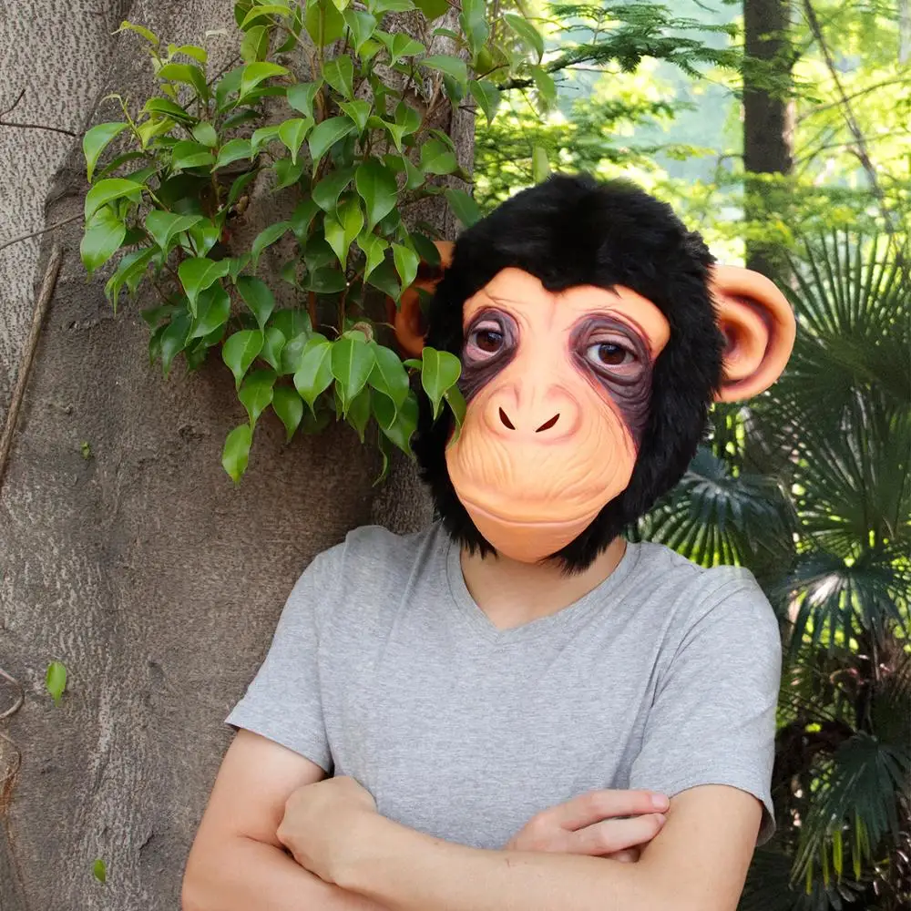 Halloween Monkey Black Chimp Head Cosplay Mask - AllCosplay.com