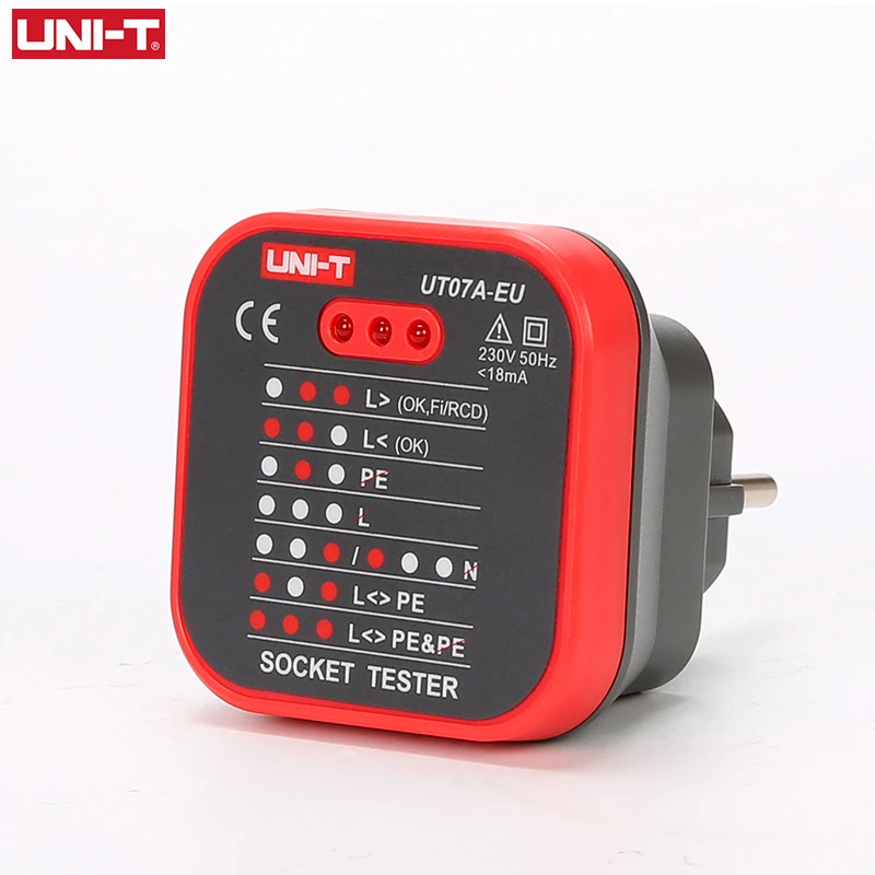 Uni-t Ut07 Socket Testers Detector Eu Plug Ground Neutral Fire Plug ...