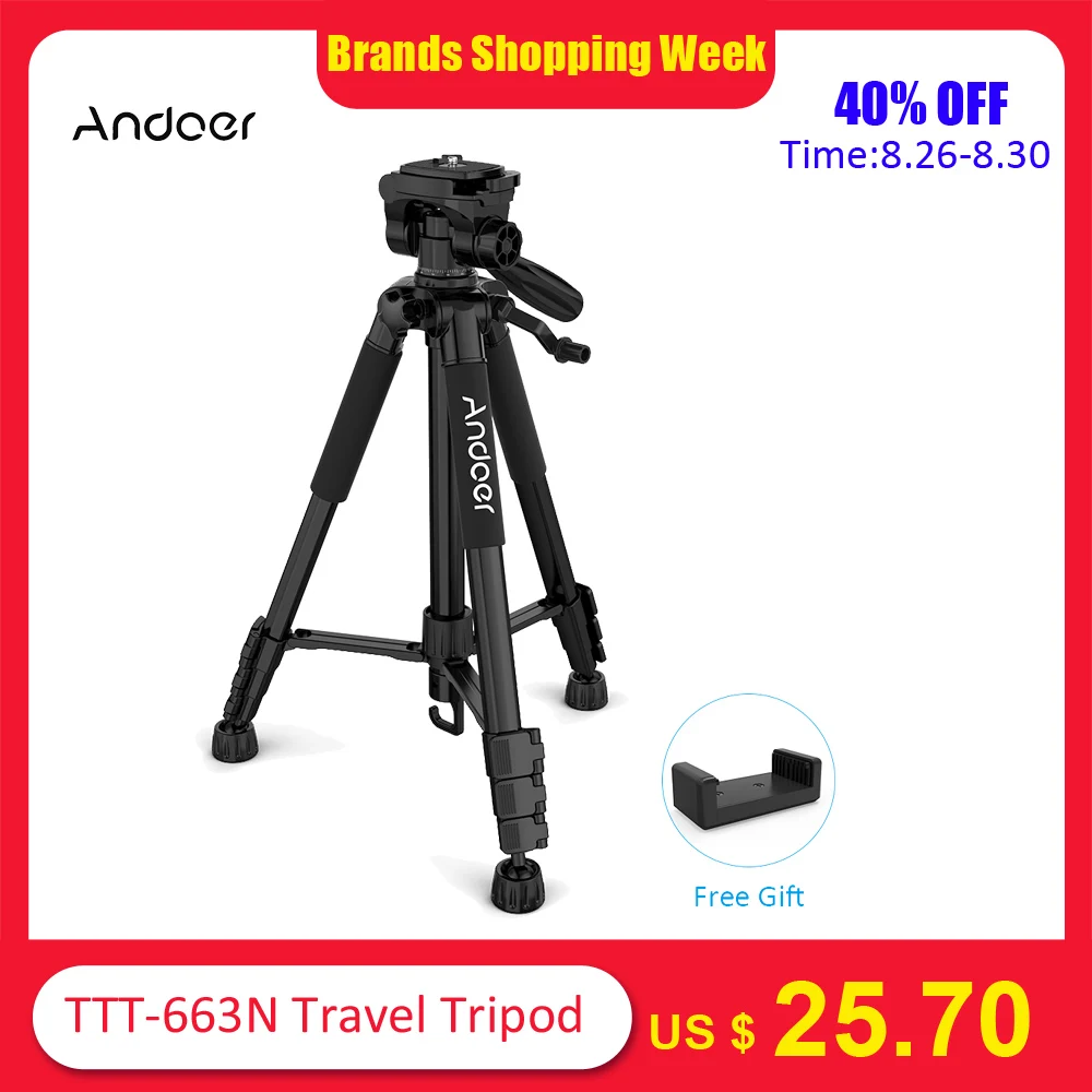 Andoer TTT 663N Travel Tripod Professional Camera Tripod for Canon ...
