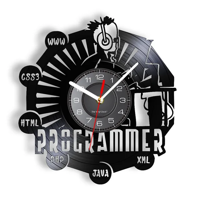Vinyl Web Development Decor | Wall Clock Programmer | Program Clock ...