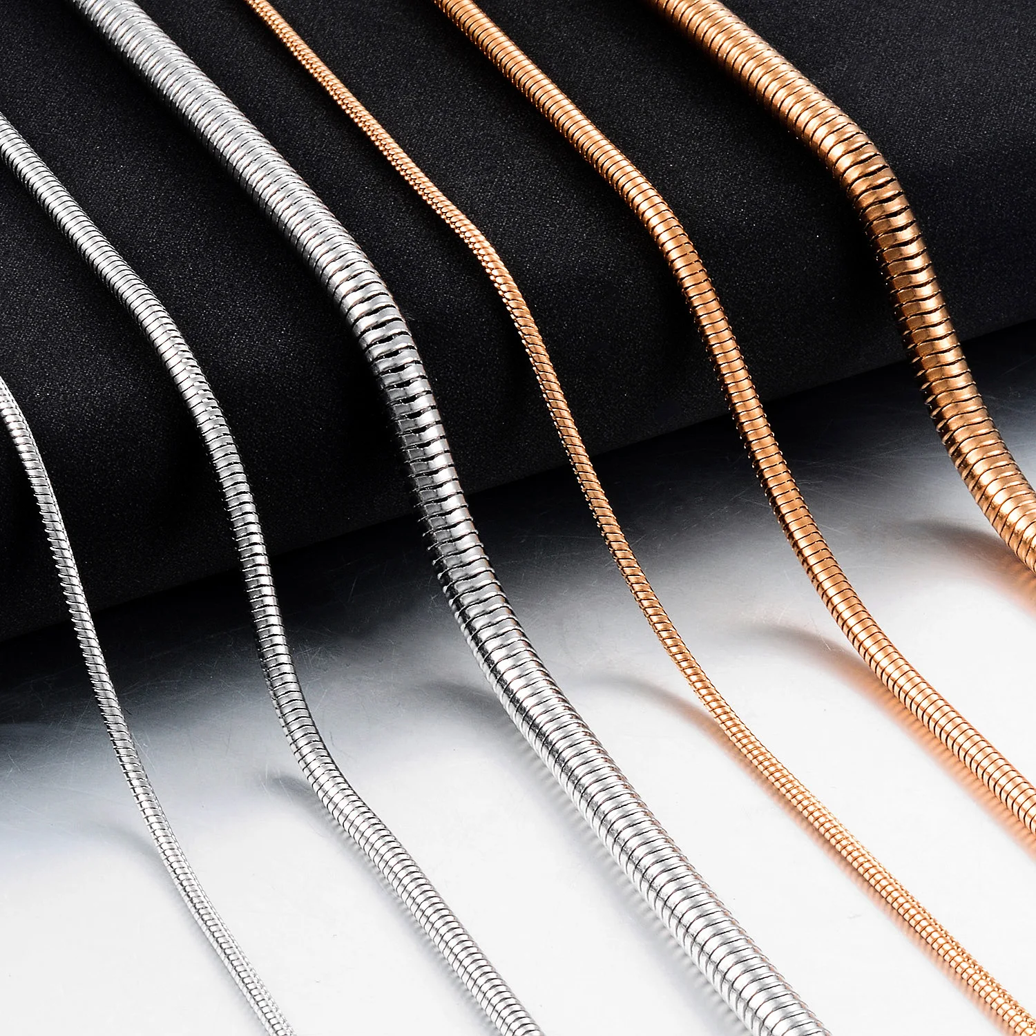 1mm/1.5mm/2.5mm/4mm Diameter Stainless Steel Round Snake Chain Neckalce ...