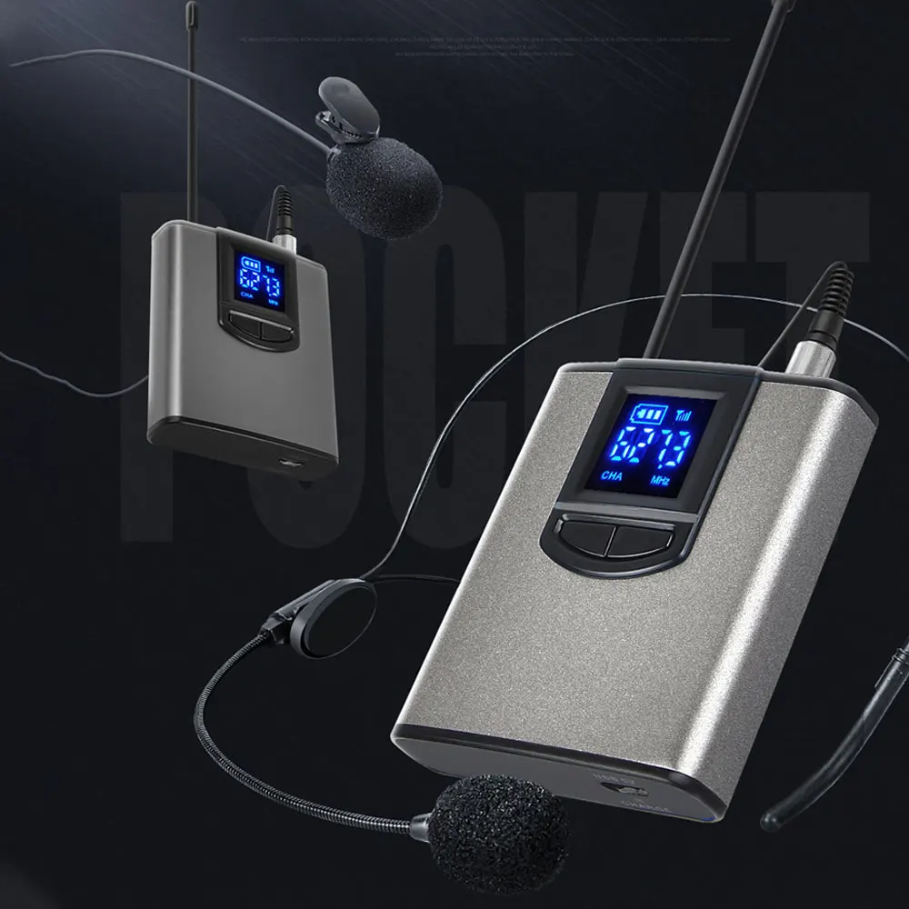 UHF Wireless System Microphone Lapel Mic Receiver Transmitter for Voice ...