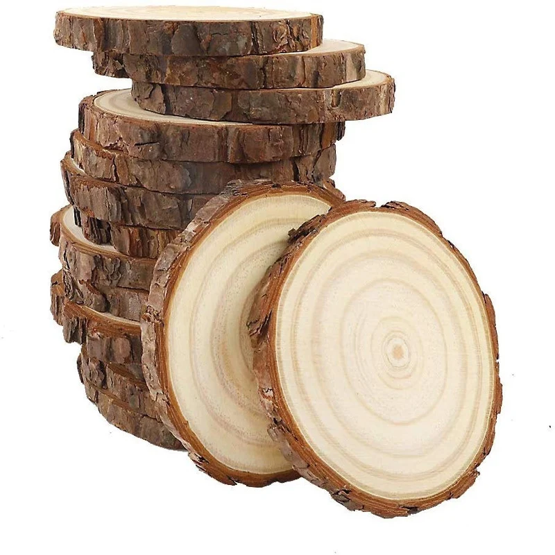 5pcs-6-11cm-Natural-Unfinished-Pine-Round-Wood-Slices-Circles-Tree-Bark ...