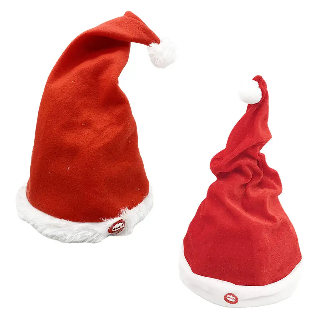 Singing-Dancing-Santa-Hats-Decoration-Music-Swing-Red-White-Plush-Xmas ...