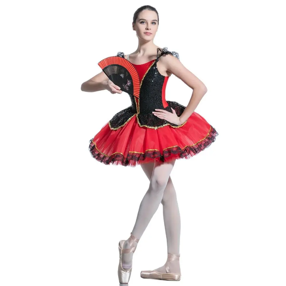 New Design Of Adult Girls Spanish Tutu Dress Black & Red Ballet Dance ...
