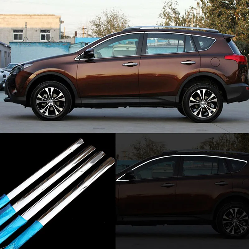 12pcs Stainless Steel Door Window Frame Sill Molding Trim For Toyota ...