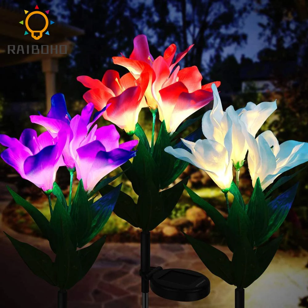 3Pack Waterproof Solar Lights Outdoor Multi Color Changing LED Solar ...