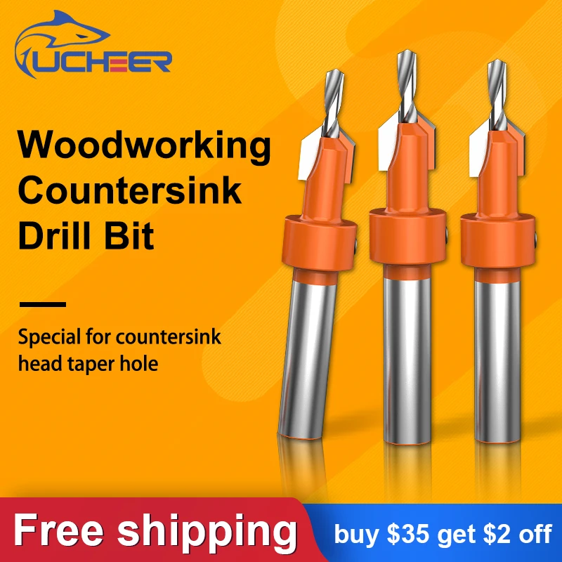 Ucheer 1set 8mm Shank Hss Woodworking Countersink Drill Bit Set Screw ...
