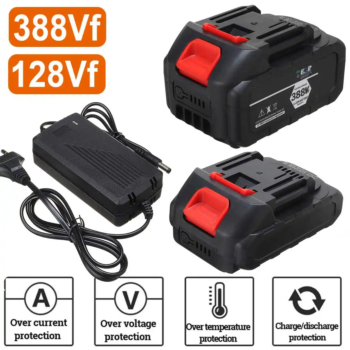 1/2 PCS 128VF/388VF MAKITA 인터페이스 15000MAH 리튬 배터리 전동 렌치 드릴 공구 - 티몬