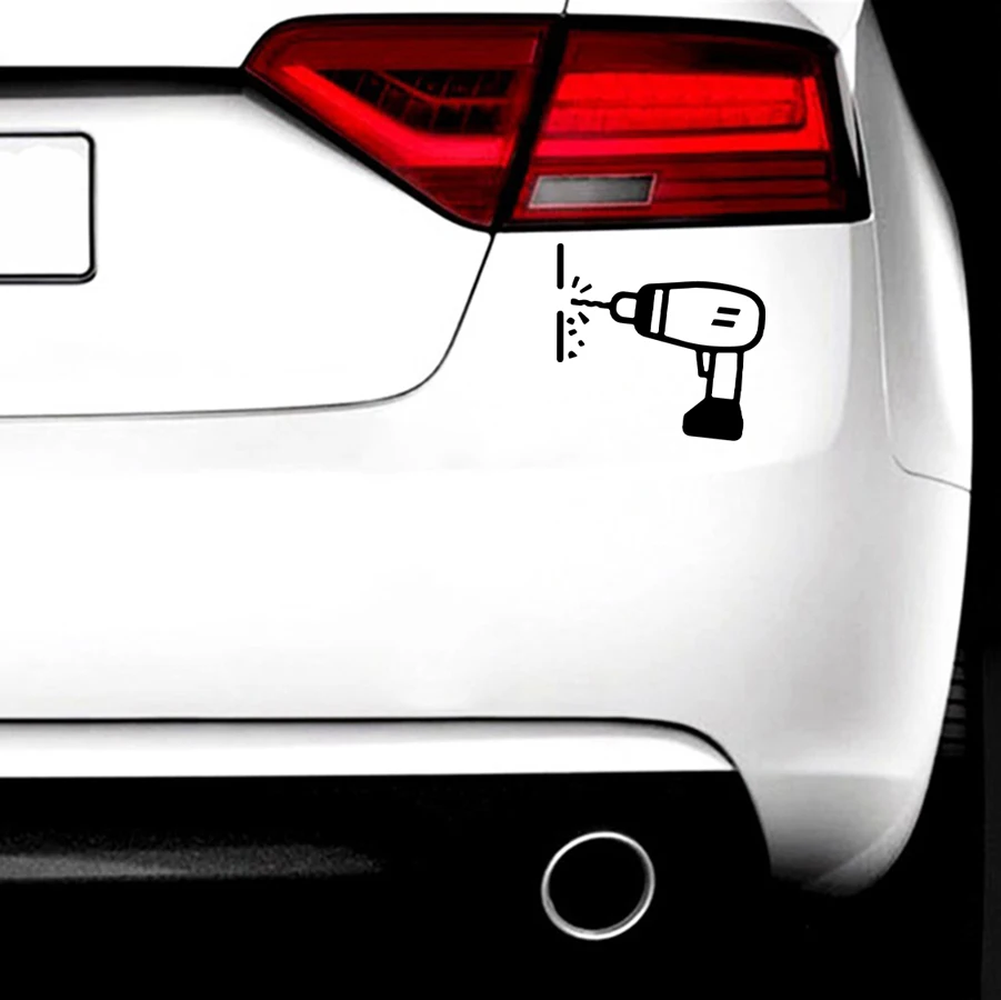 Fun Electric Drill Car Stickers Sigh Car Body Window Auto Decoration ...